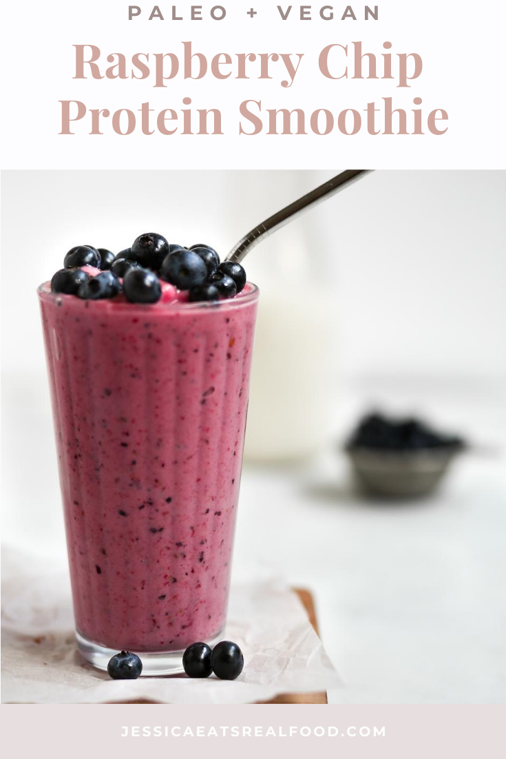 Paleo Raspberry Chip Protein Smoothie (Vegan)